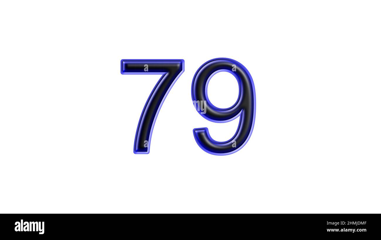 blue 79 number 3d effect white background Stock Photo - Alamy
