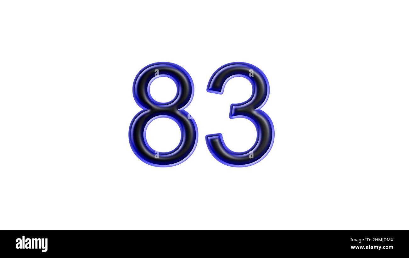 blue 83 number 3d effect white background Stock Photo - Alamy