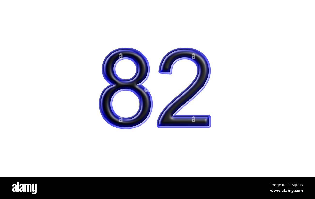blue 82 number 3d effect white background Stock Photo - Alamy