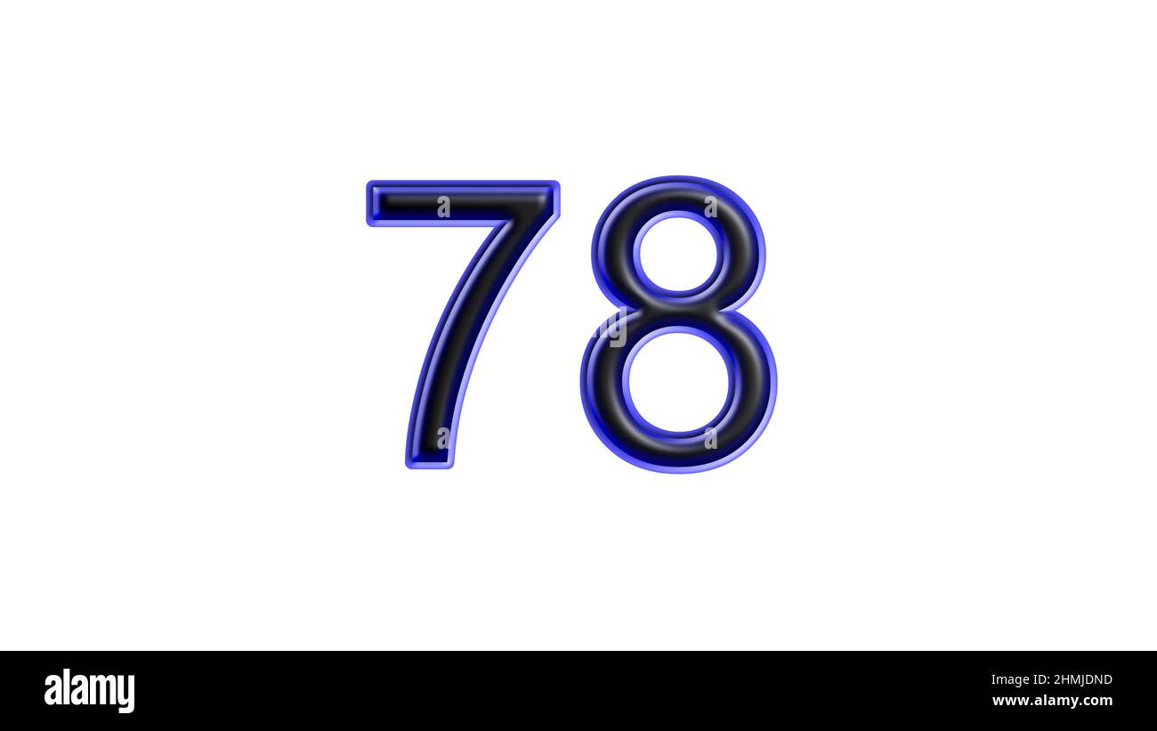 blue 78 number 3d effect white background Stock Photo - Alamy