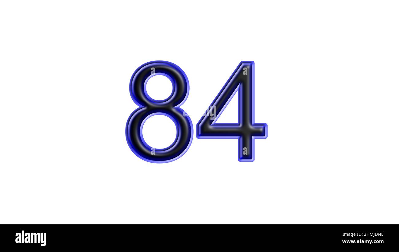 blue 84 number 3d effect white background Stock Photo - Alamy