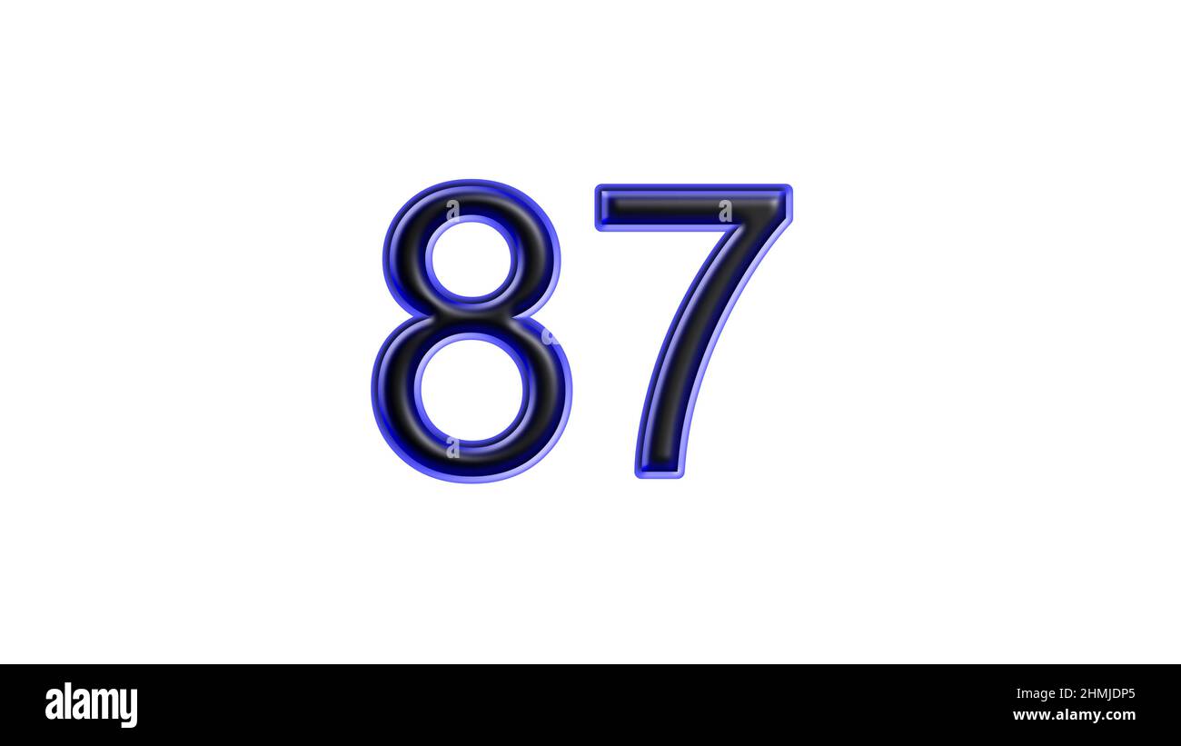 blue 87 number 3d effect white background Stock Photo - Alamy