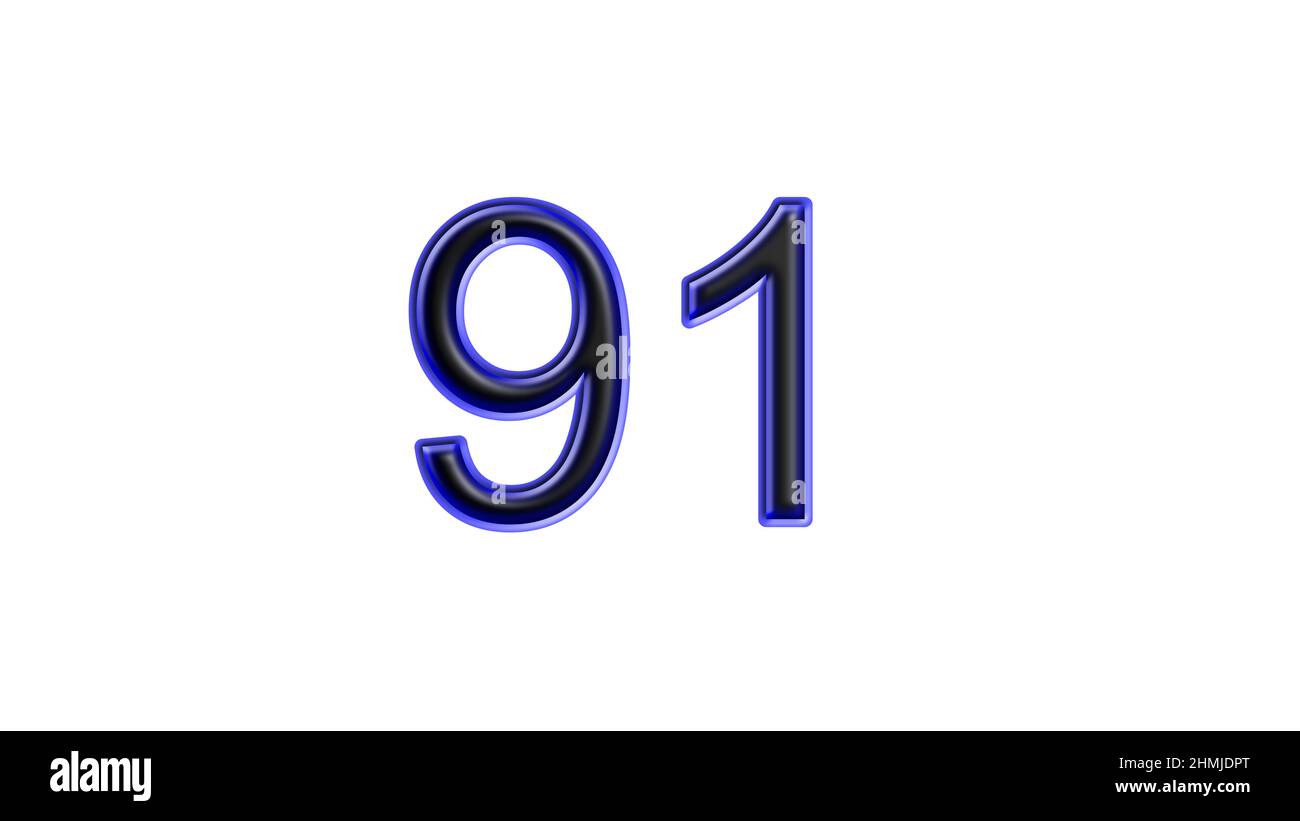 blue 91 number 3d effect white background Stock Photo - Alamy
