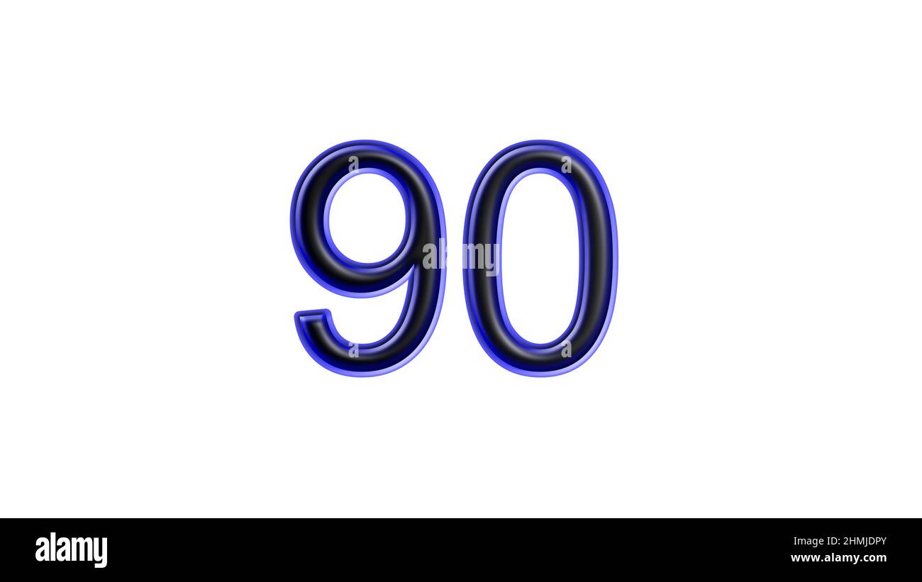 blue 90 number 3d effect white background Stock Photo - Alamy