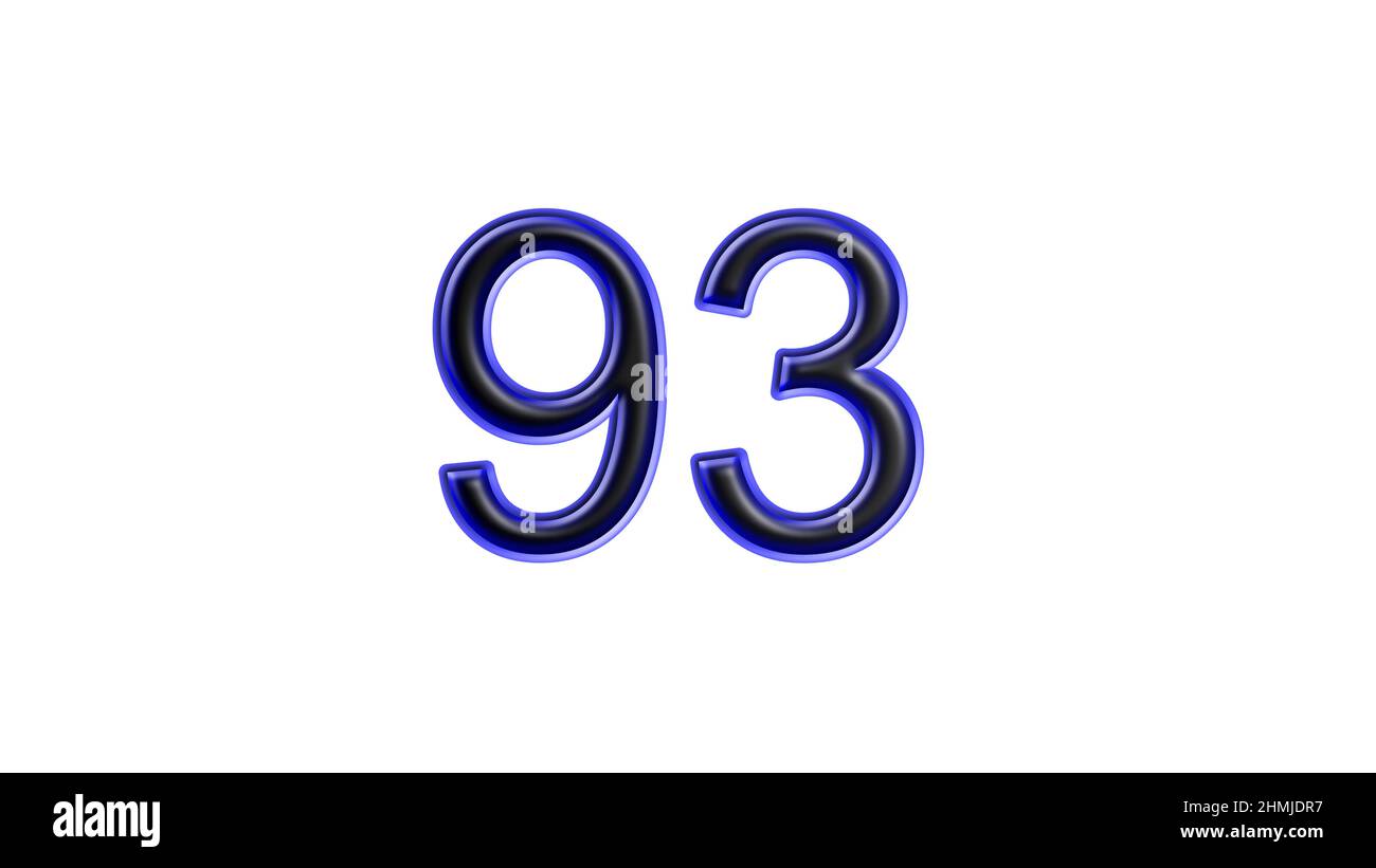 blue 93 number 3d effect white background Stock Photo - Alamy