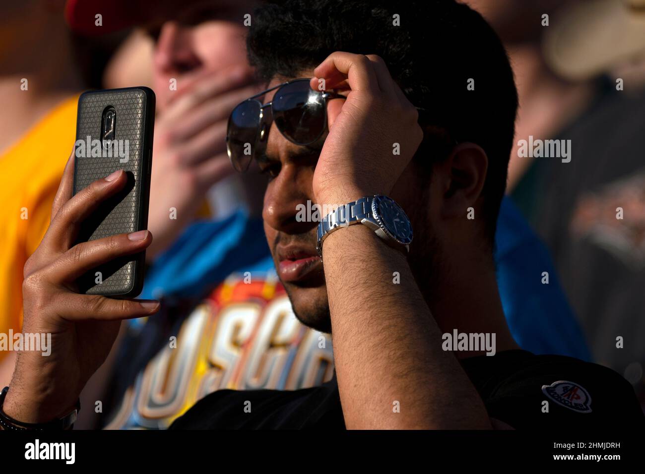 Beijing, Hebei, China. 6th Feb, 2022. Fans cheer for the Busch Light ...