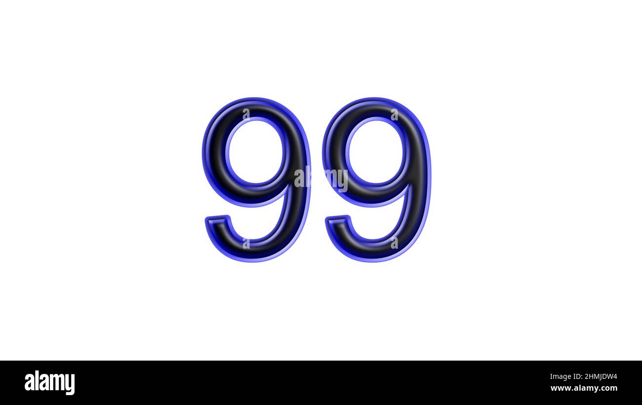 blue 99 number 3d effect white background Stock Photo - Alamy