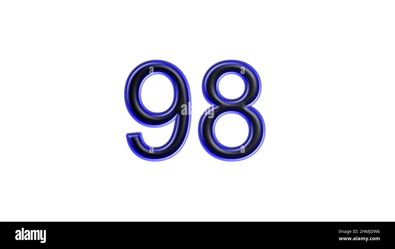 blue 98 number 3d effect white background Stock Photo - Alamy