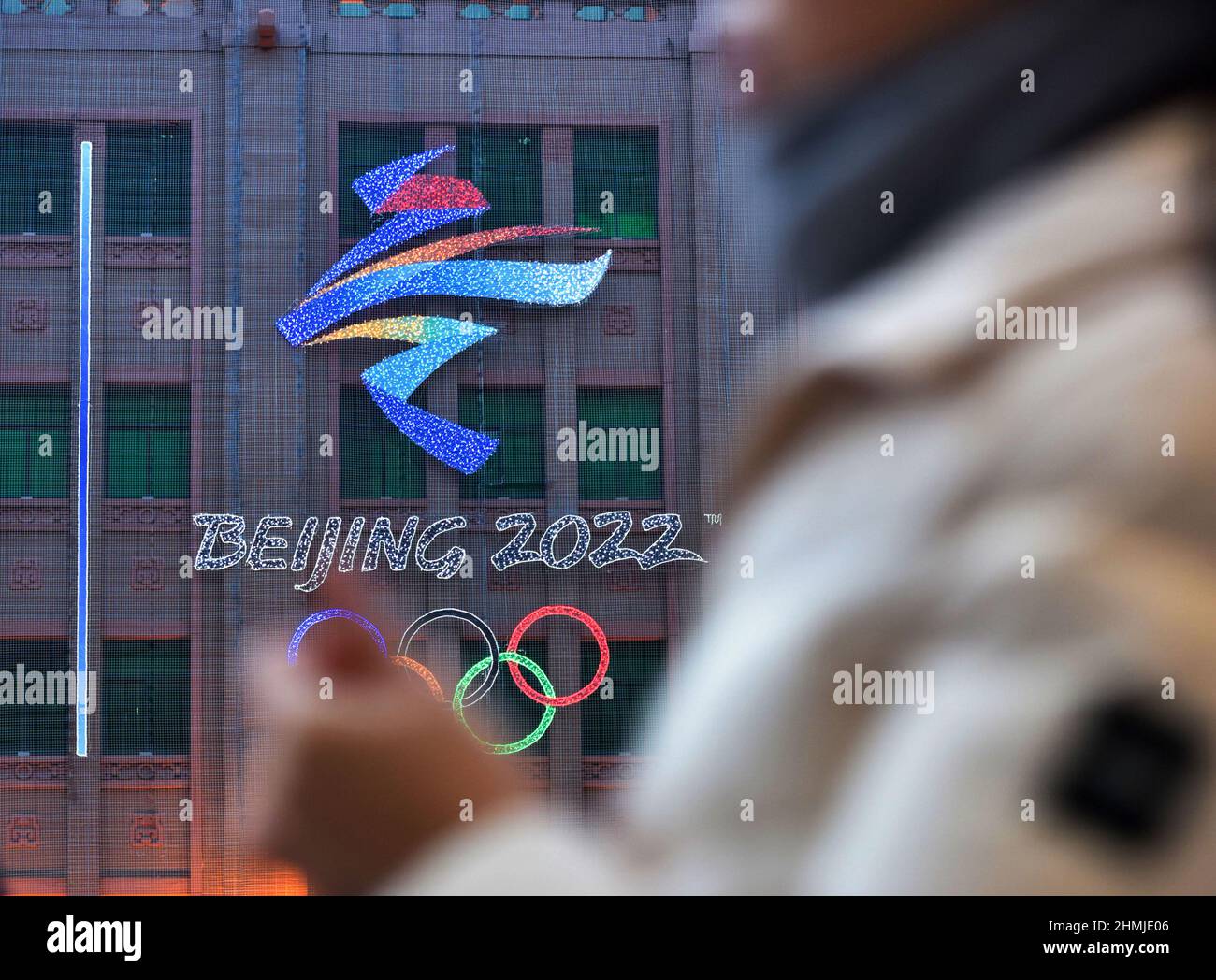 Beijing, China. 10th Feb, 2022. View of the emblem of the 24th Winter ...