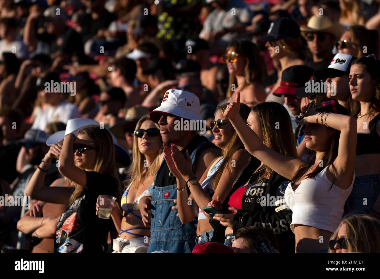 Beijing, Hebei, China. 6th Feb, 2022. Fans cheer for the Busch Light ...