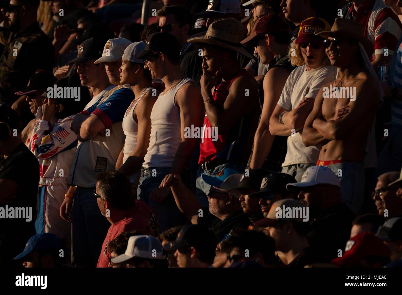 Beijing, Hebei, China. 6th Feb, 2022. Fans cheer for the Busch Light ...