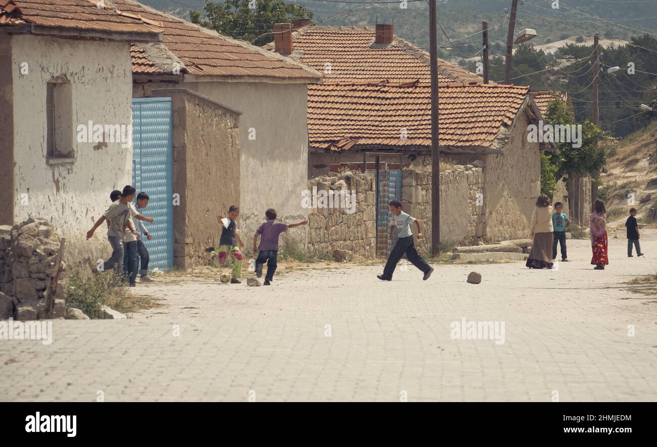children playing in a rural village of Turkey Stock Photo - Alamy