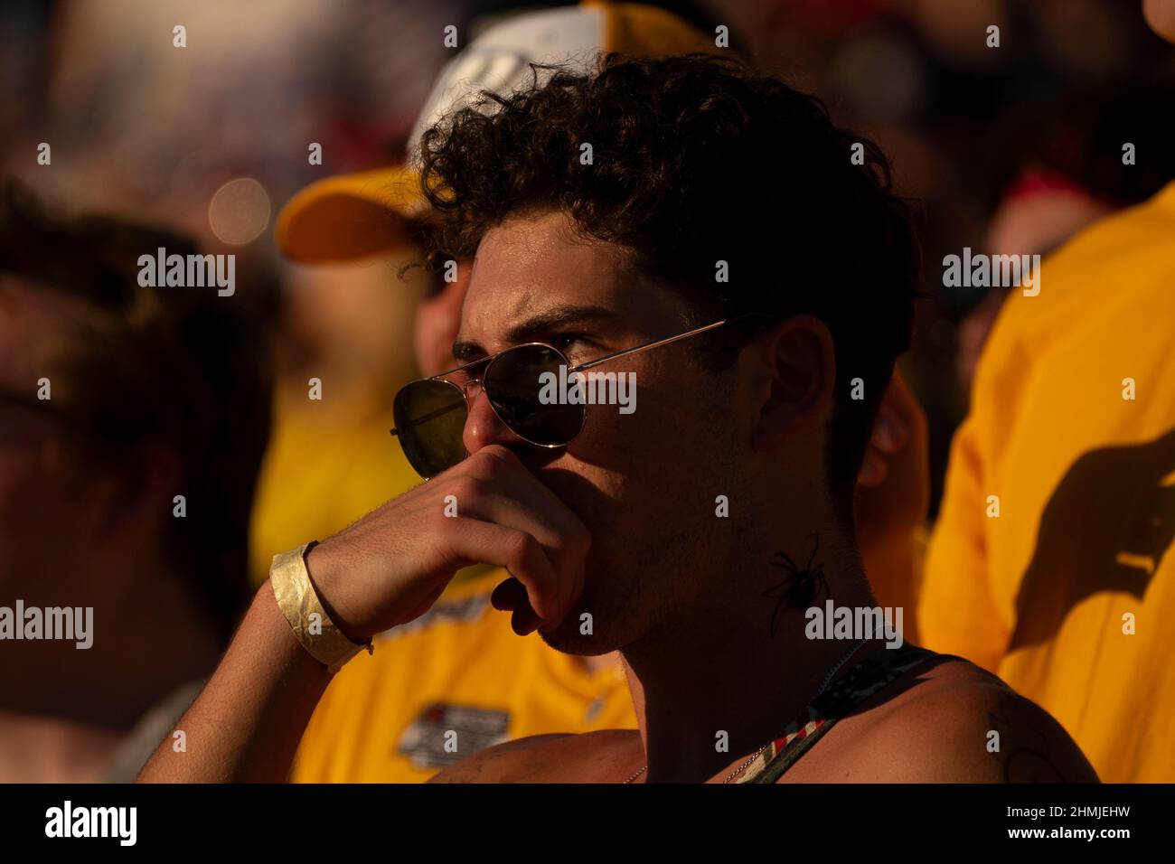 Beijing, Hebei, China. 6th Feb, 2022. Fans cheer for the Busch Light ...