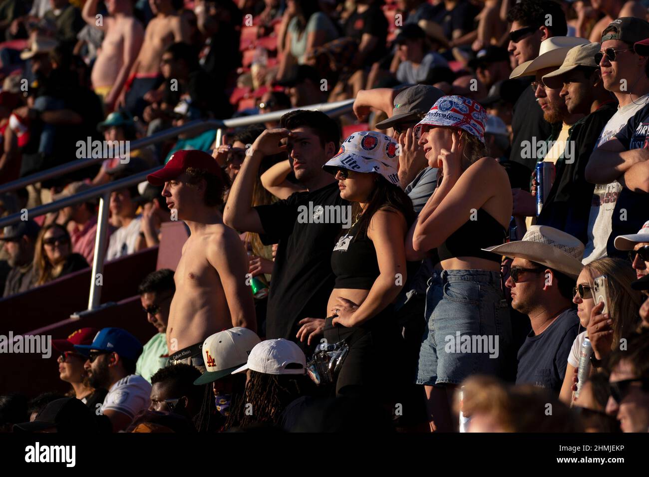 Beijing, Hebei, China. 6th Feb, 2022. Fans cheer for the Busch Light ...