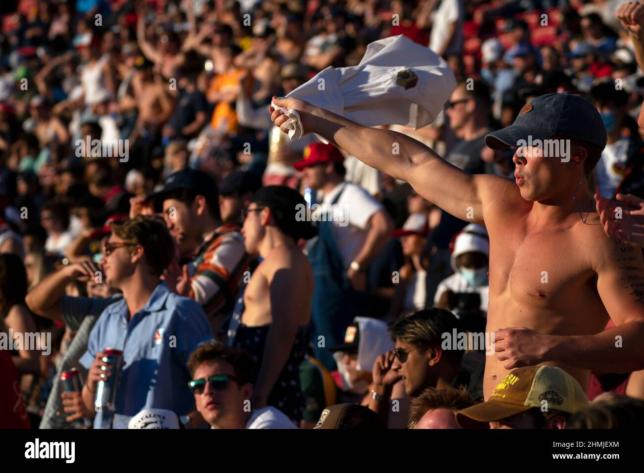 Beijing, Hebei, China. 6th Feb, 2022. Fans cheer for the Busch Light ...