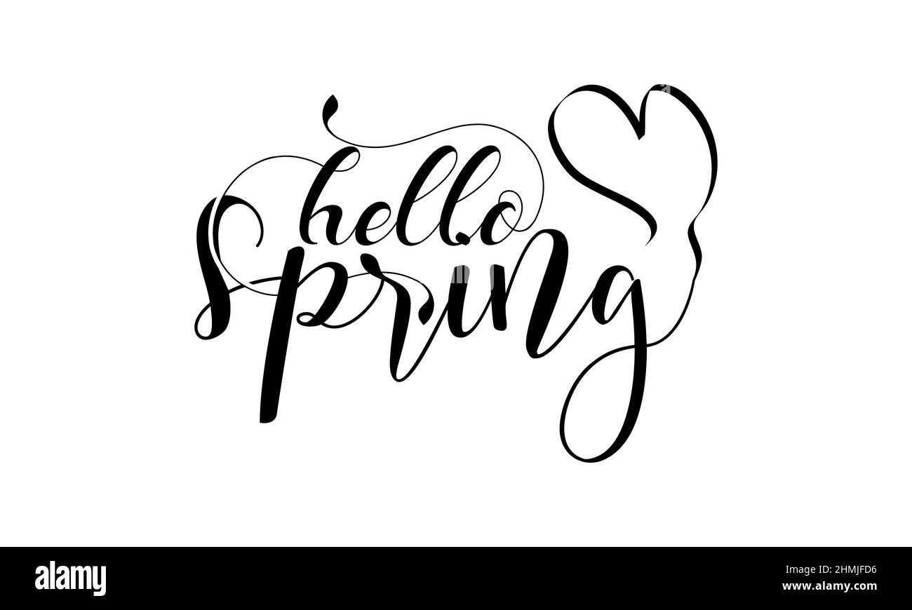 Happy Spring. Lovely spring season brush calligraphy concept vector ...