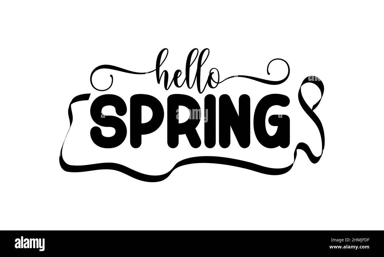 Happy Spring. Lovely spring season brush calligraphy concept vector ...