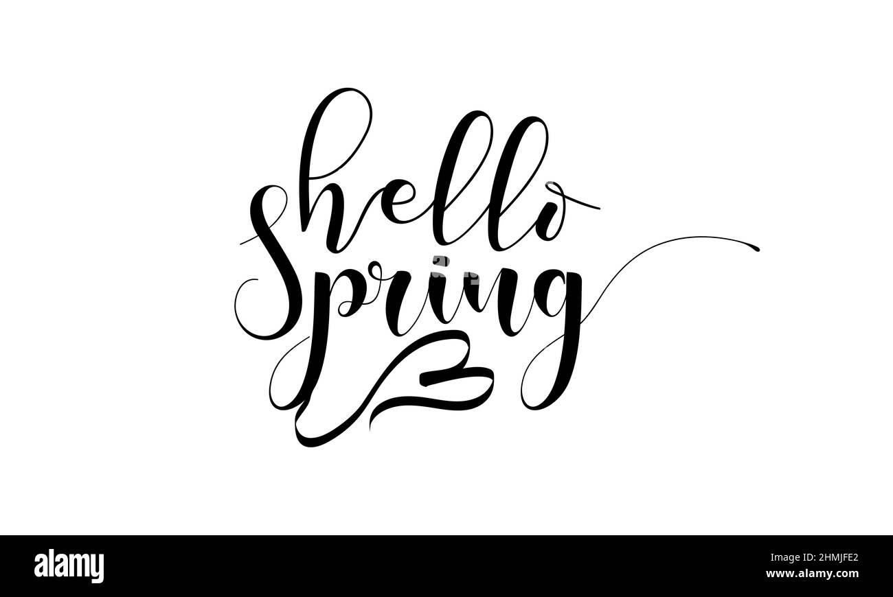 Happy Spring. Lovely spring season brush calligraphy concept vector ...