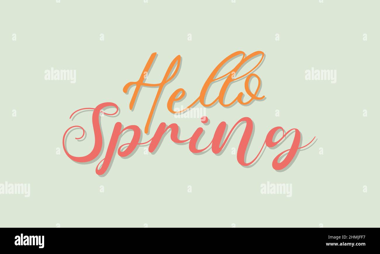 Happy Spring. Lovely spring season brush calligraphy concept vector ...