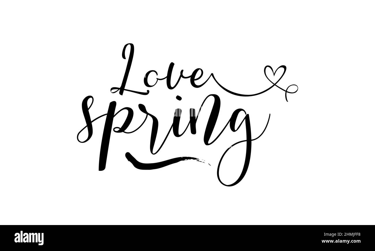 Happy Spring. Lovely spring season brush calligraphy concept vector ...