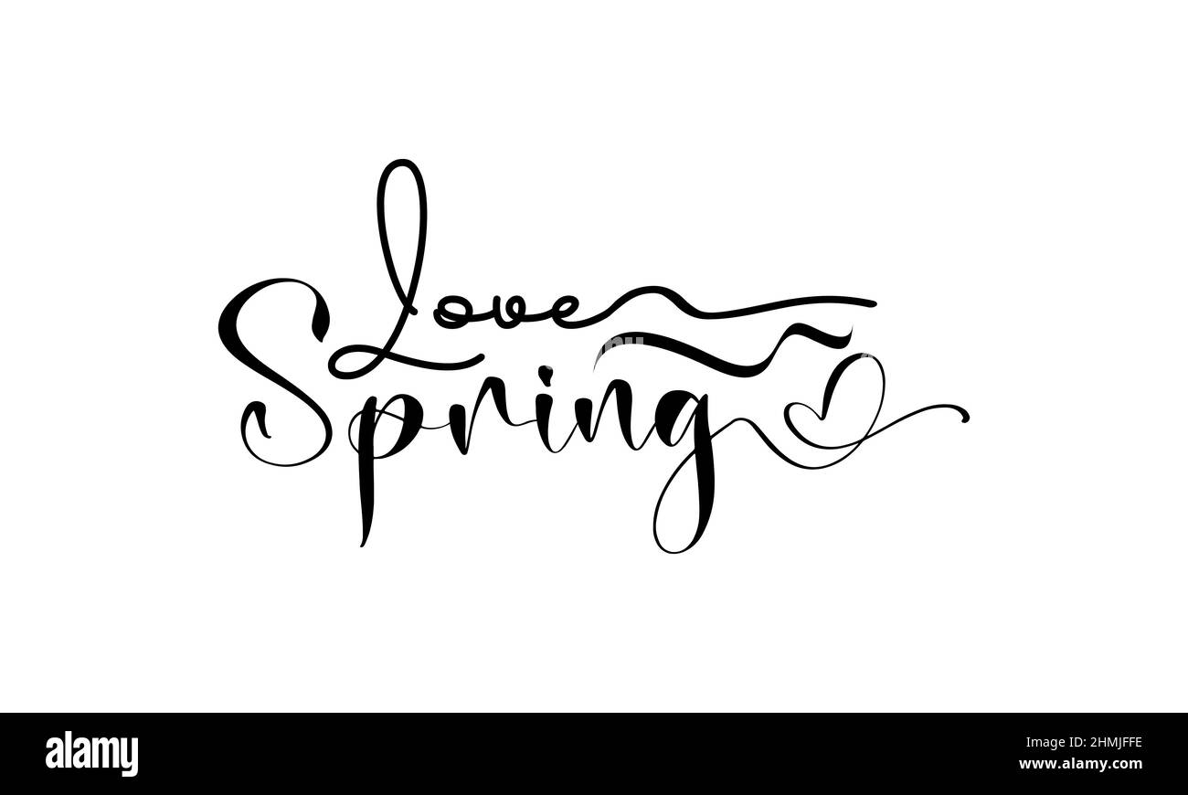 Happy Spring. Lovely spring season brush calligraphy concept vector ...