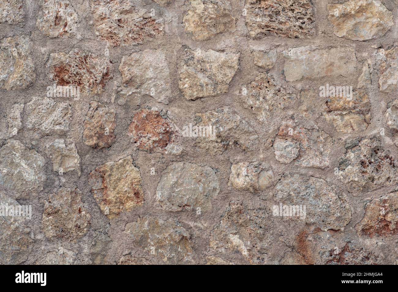 background, texture - rough masonry from wild stone and mortar Stock ...