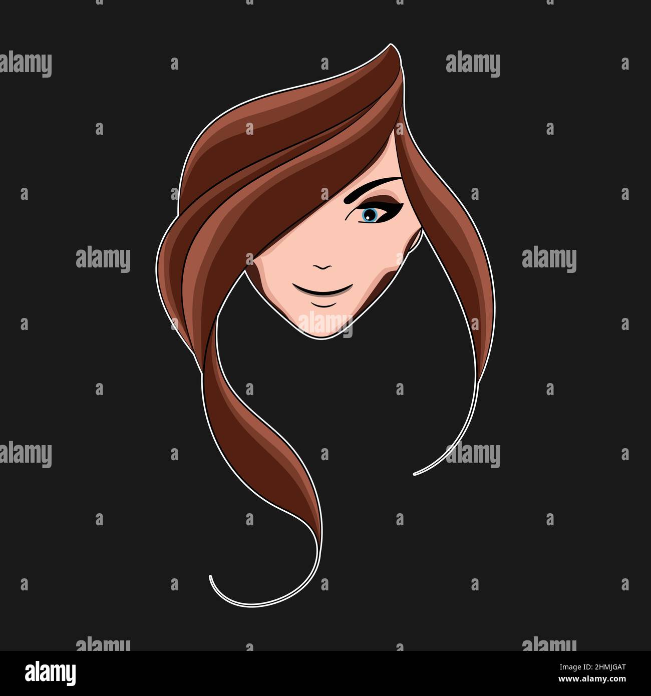 Beautiful woman face with long hair vector for women's day Stock Vector ...