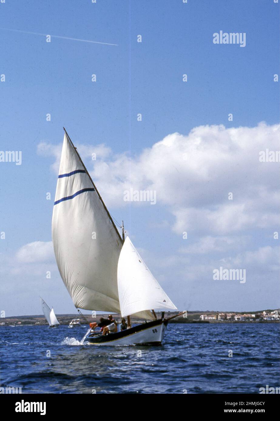 Latin sail regattas in Stintino, Sardinia, Italy (scanned from ...