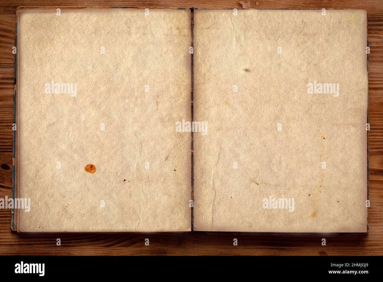 An old unfolded, tattered and yellowed book with blank pages Stock ...