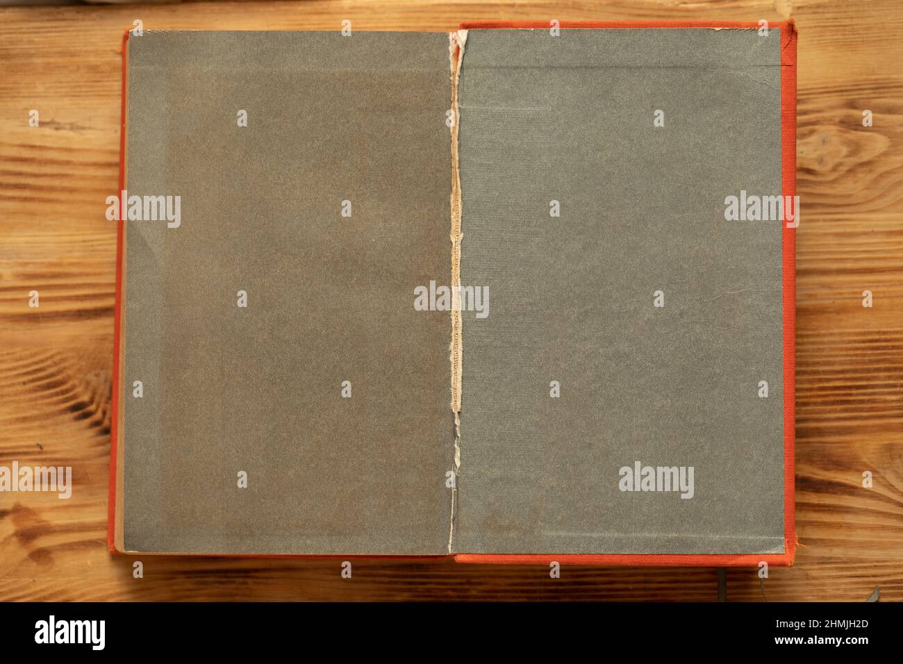 An old unfolded, tattered and yellowed book with blank pages Stock ...