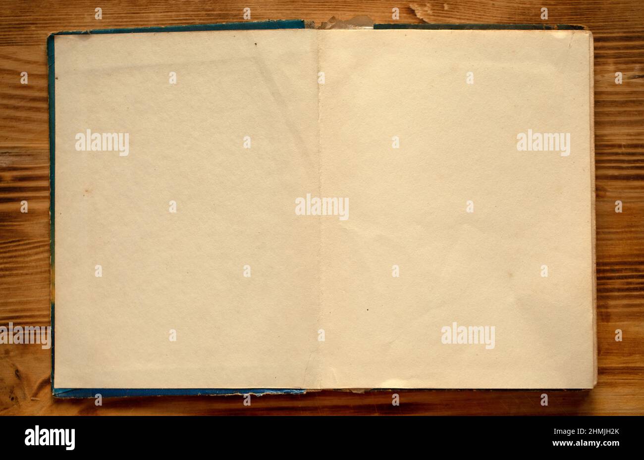 An old unfolded, tattered and yellowed book with blank pages Stock ...