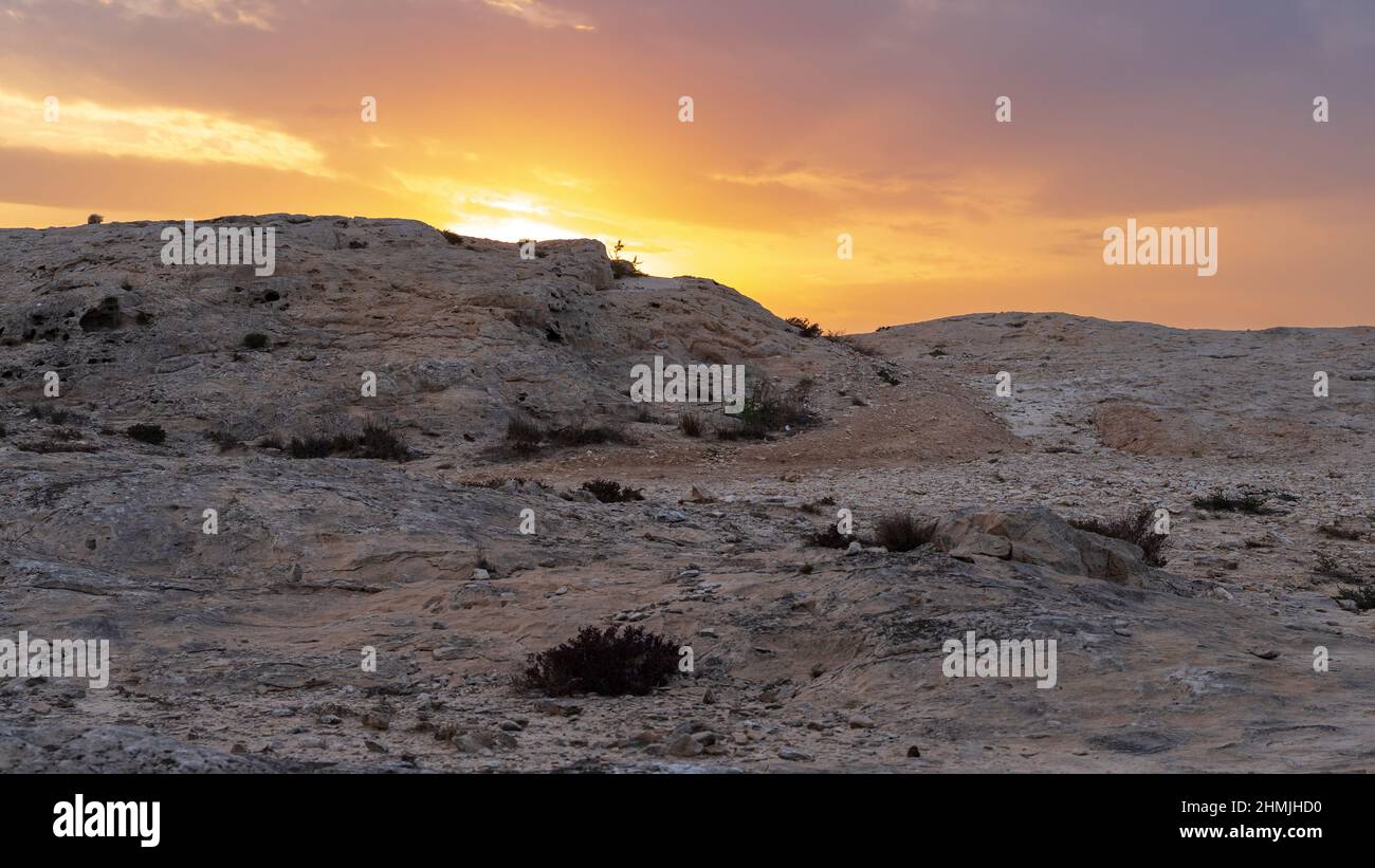Beautiful Jebel Fuwairit Beach landscape with pebbles in Qatar Stock ...