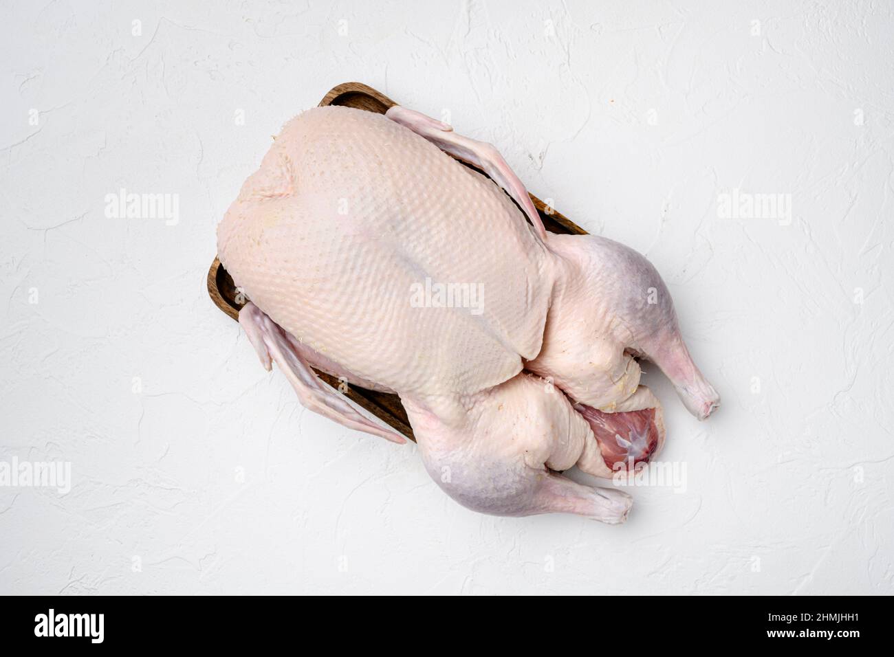 Raw whole mallard duck, poultry meat set, on white stone table ...