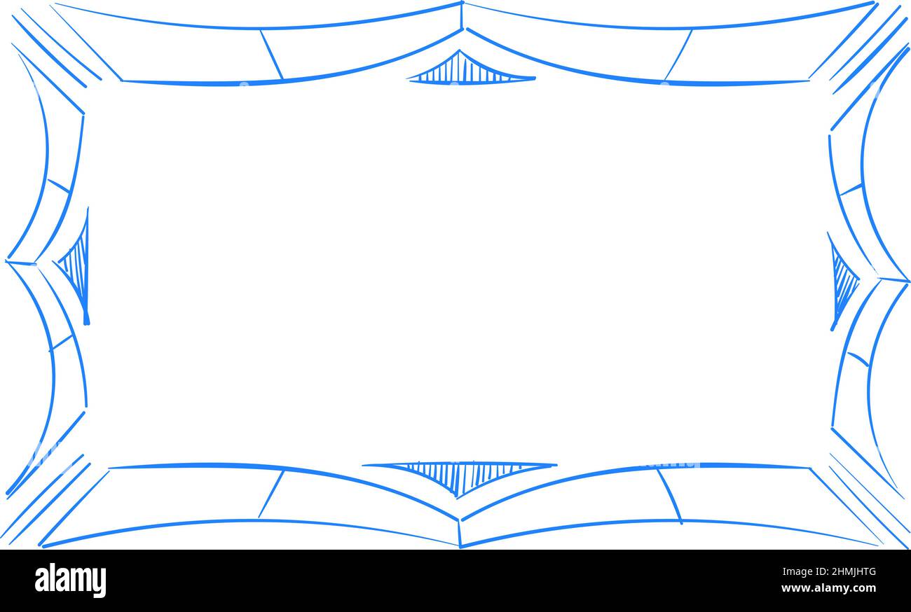 Rectangle border in blue ink pen style. Cute text frame Stock Vector ...