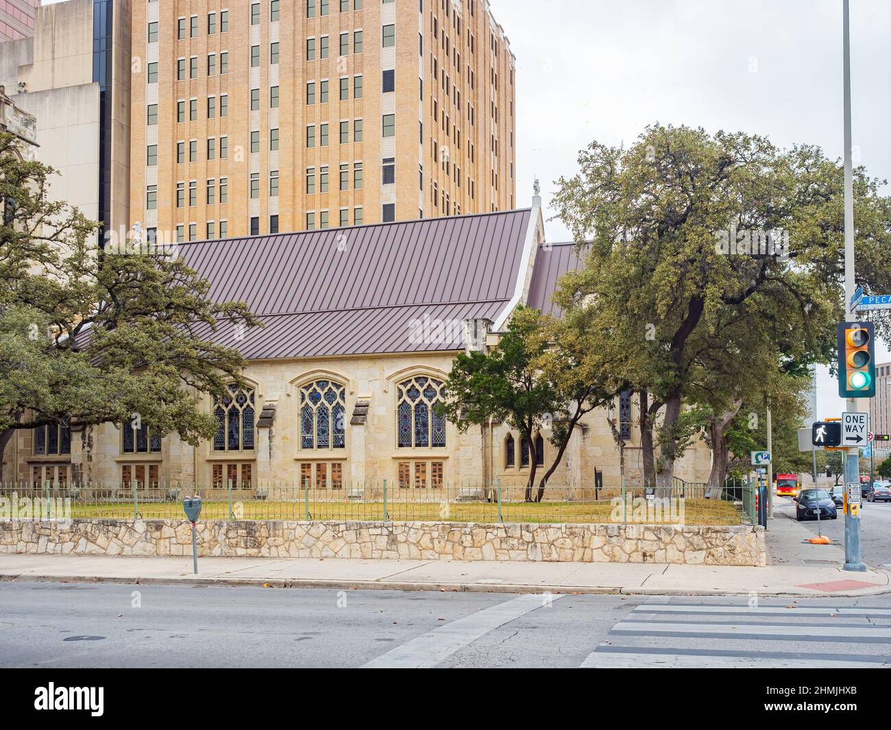Texas, FEB 2 2022 - Overcast view of the St. Mark's Episcopal Church ...