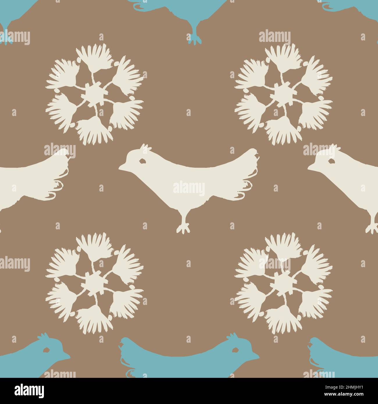 Gender neutral bird seamless vector background. Simple whimsical ...