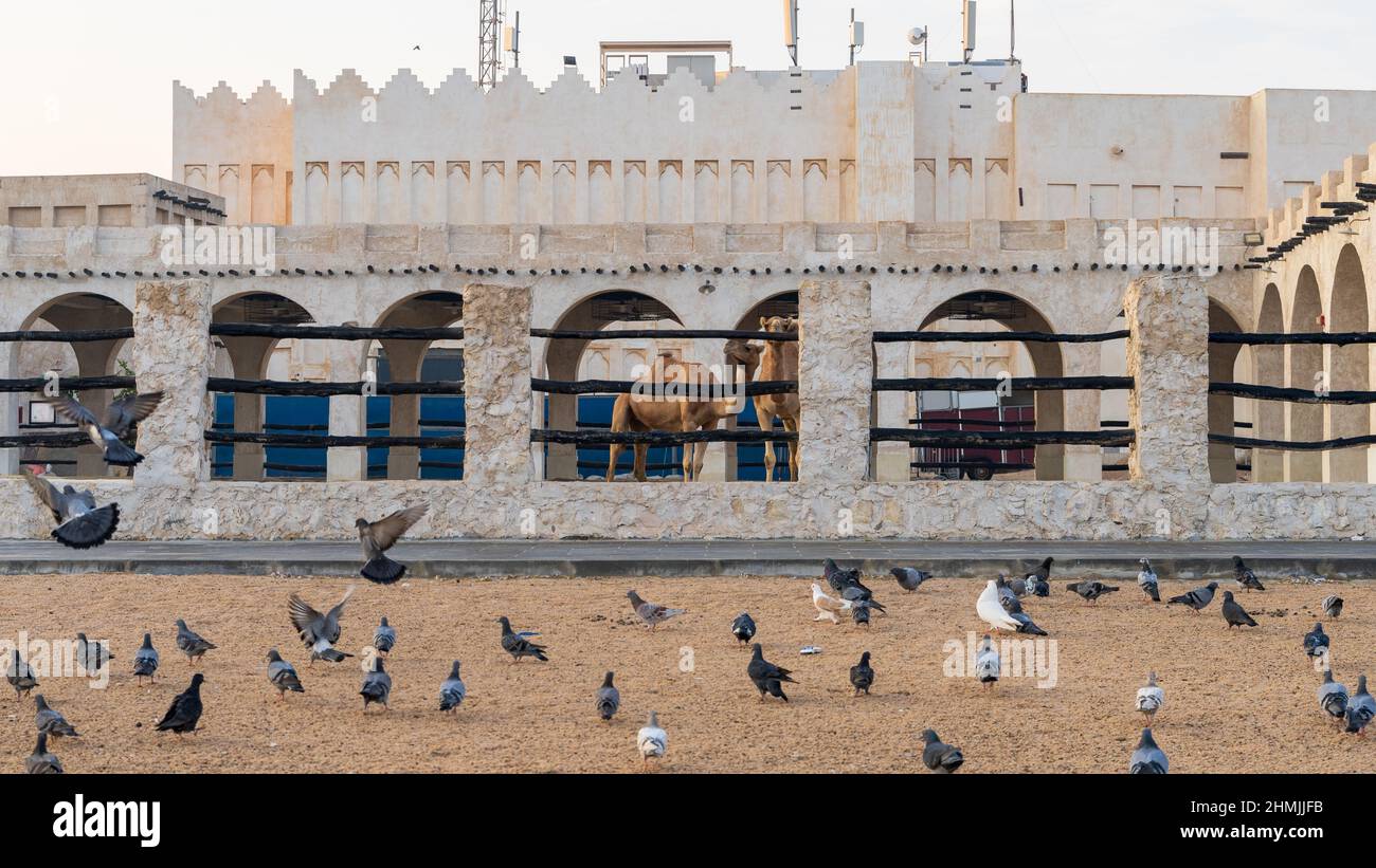 Traditional Arabian building built with wood and mud decorated with a ...