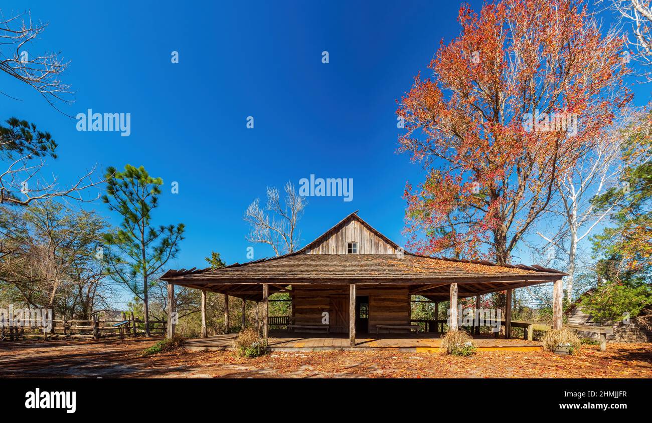 Beautiful log cabin along the Texas Native Trail at Texas Stock Photo ...