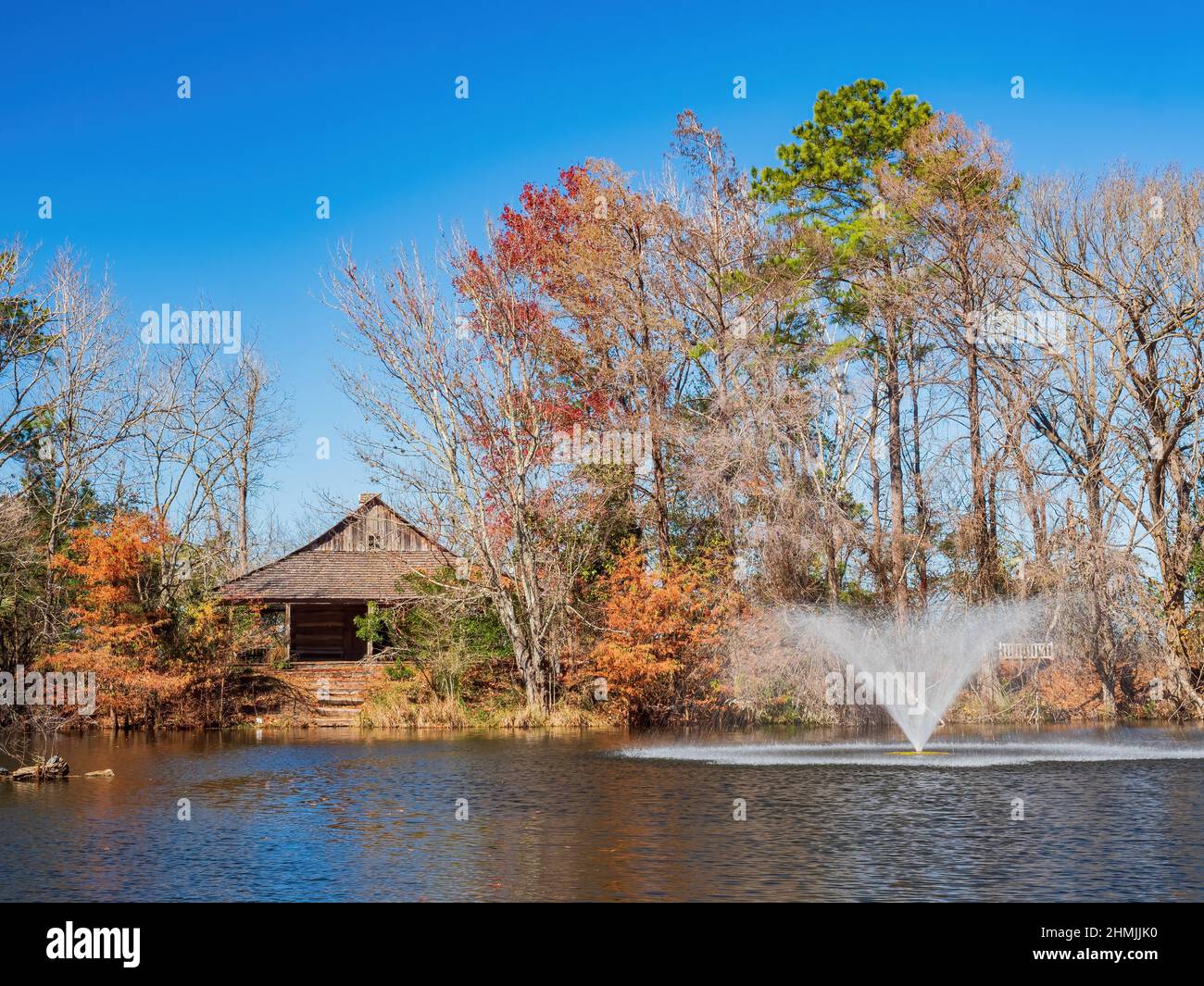 Beautiful log cabin along the Texas Native Trail at Texas Stock Photo ...