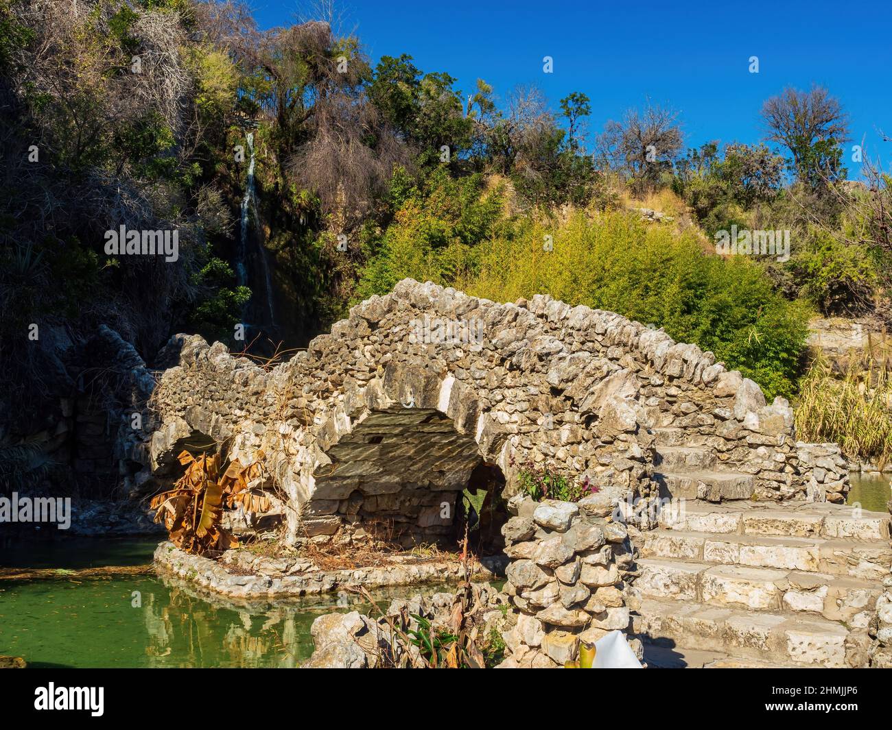 Sunny view of the stone brdige in Japanese Tea Garden at Texas Stock ...