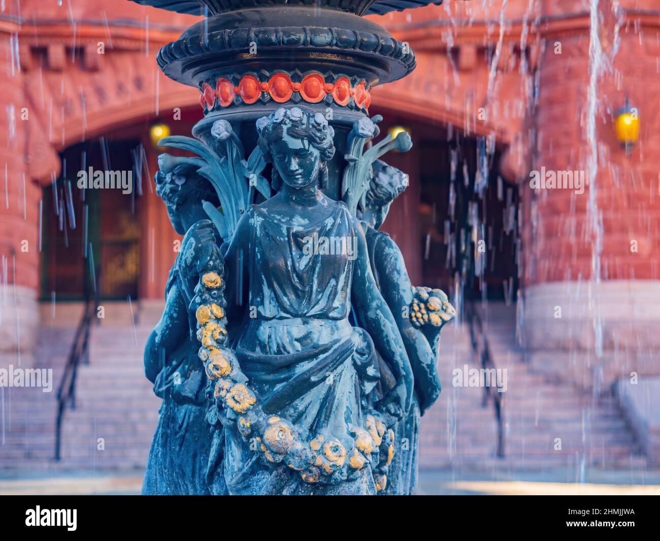 Sunny view of Courthouse building and Lady of Justice statue at Texas ...