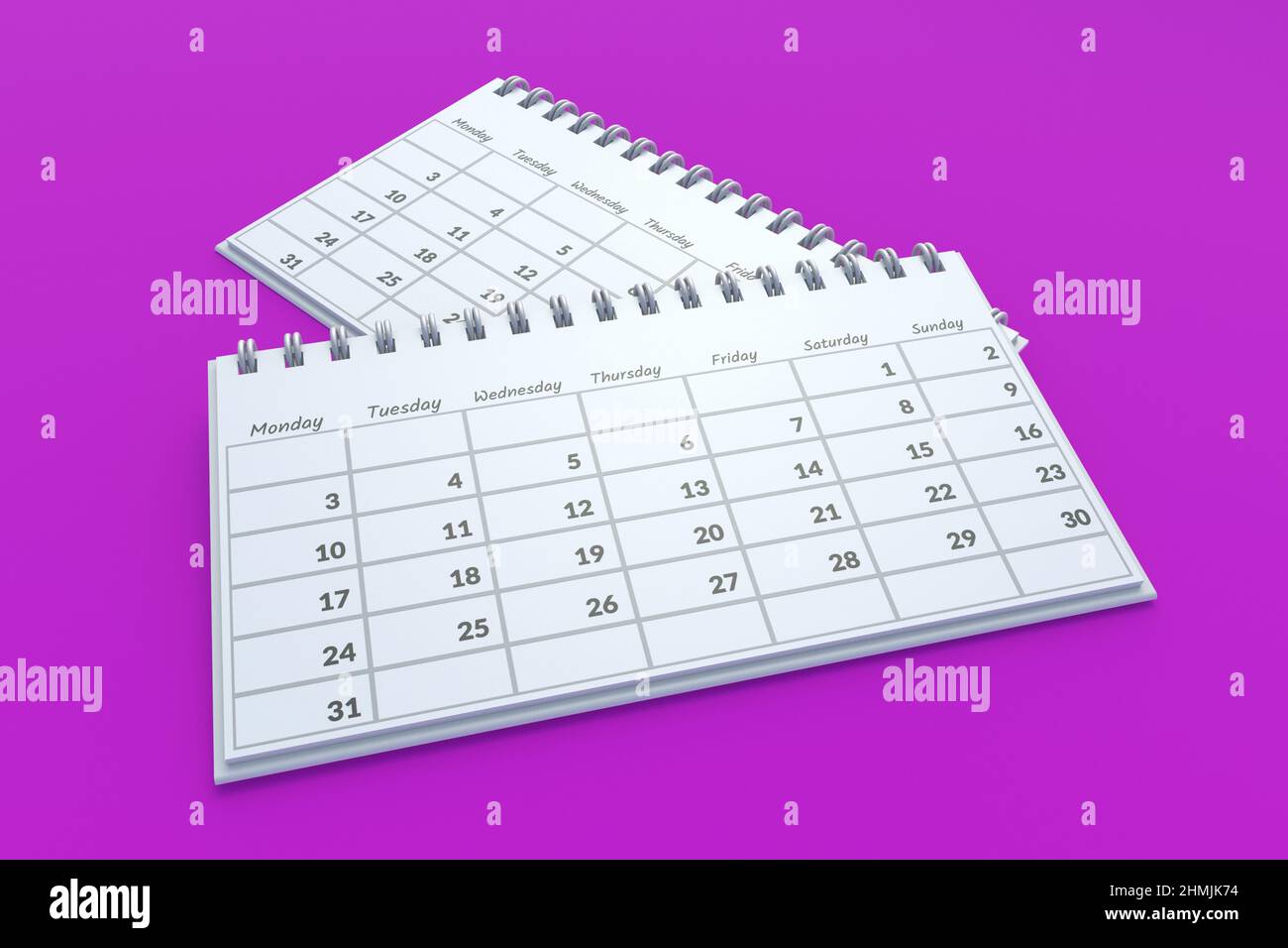 Blank paper calendars. Drawing up a work schedule. Daily schedule ...