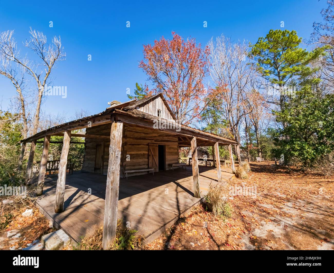 Beautiful log cabin along the Texas Native Trail at Texas Stock Photo ...