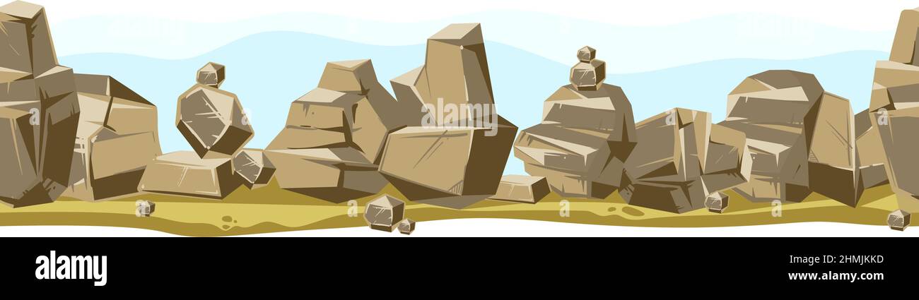 Rocky game background. Horizontal seamless ground landscape Stock ...