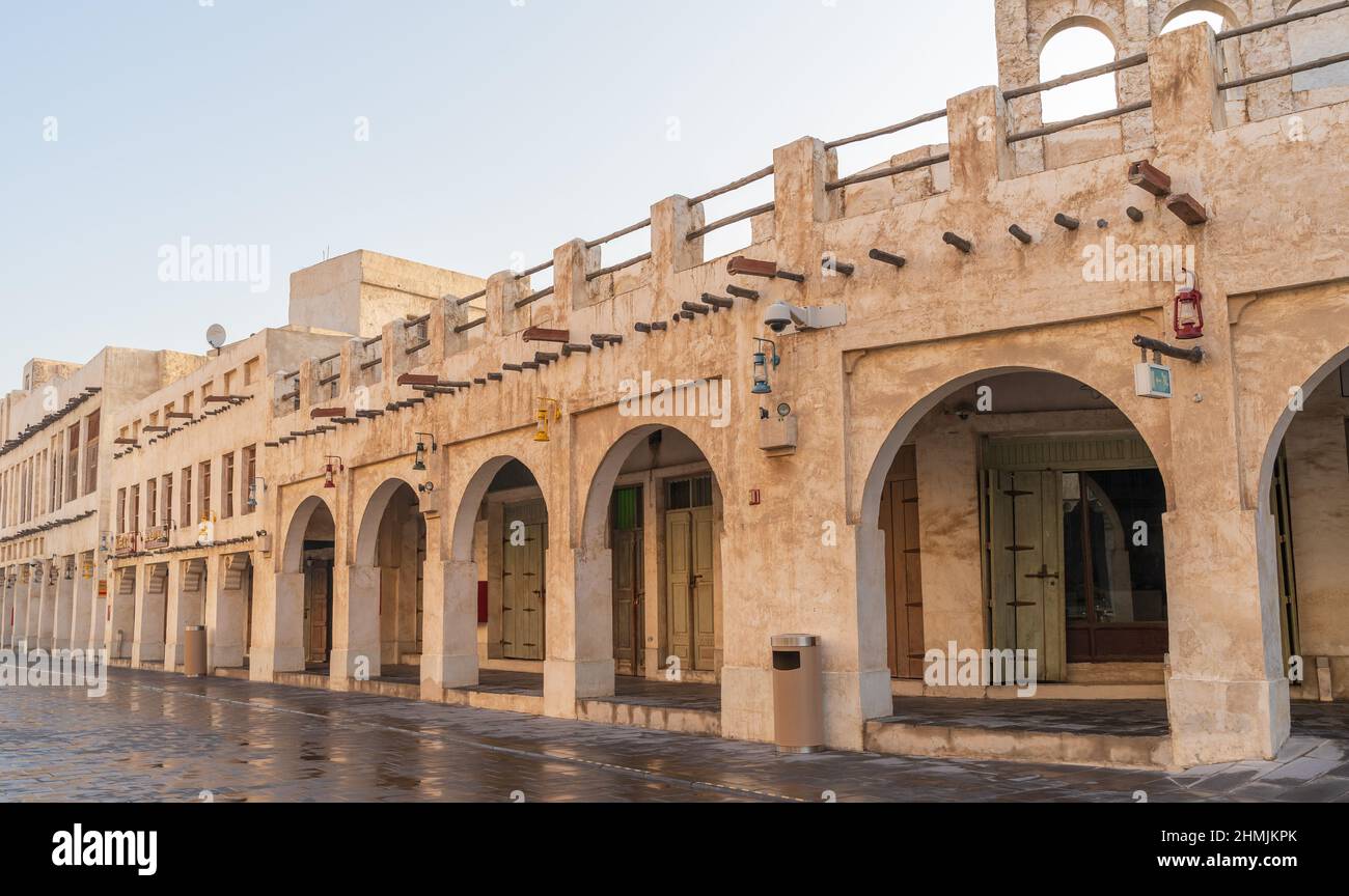 Traditional Arabian building built with wood and mud decorated with a ...