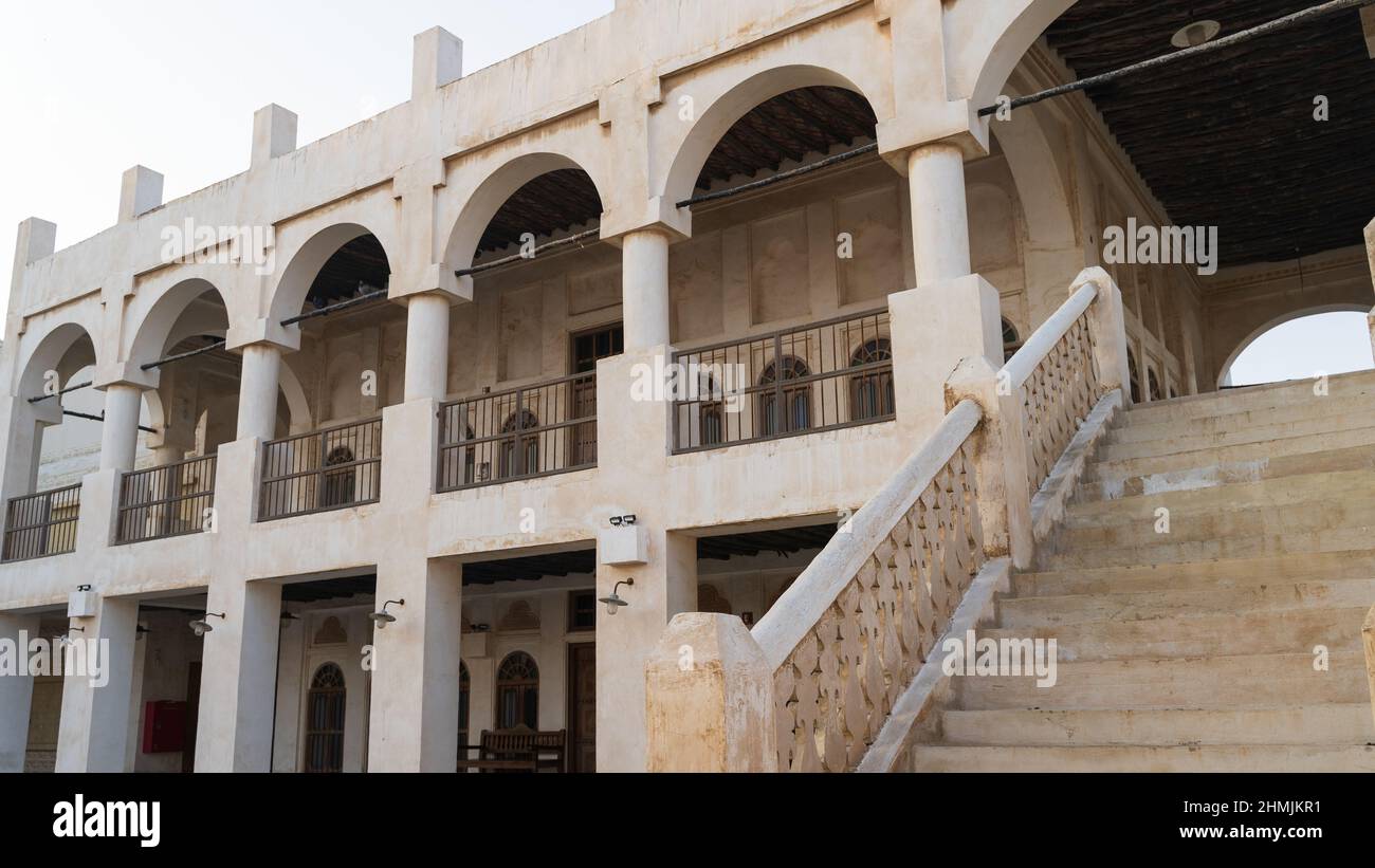 Traditional Arabian building built with wood and mud decorated with a ...