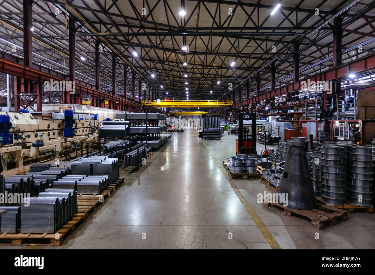 Metal profile factory production line. Manufactured metal parts Stock ...