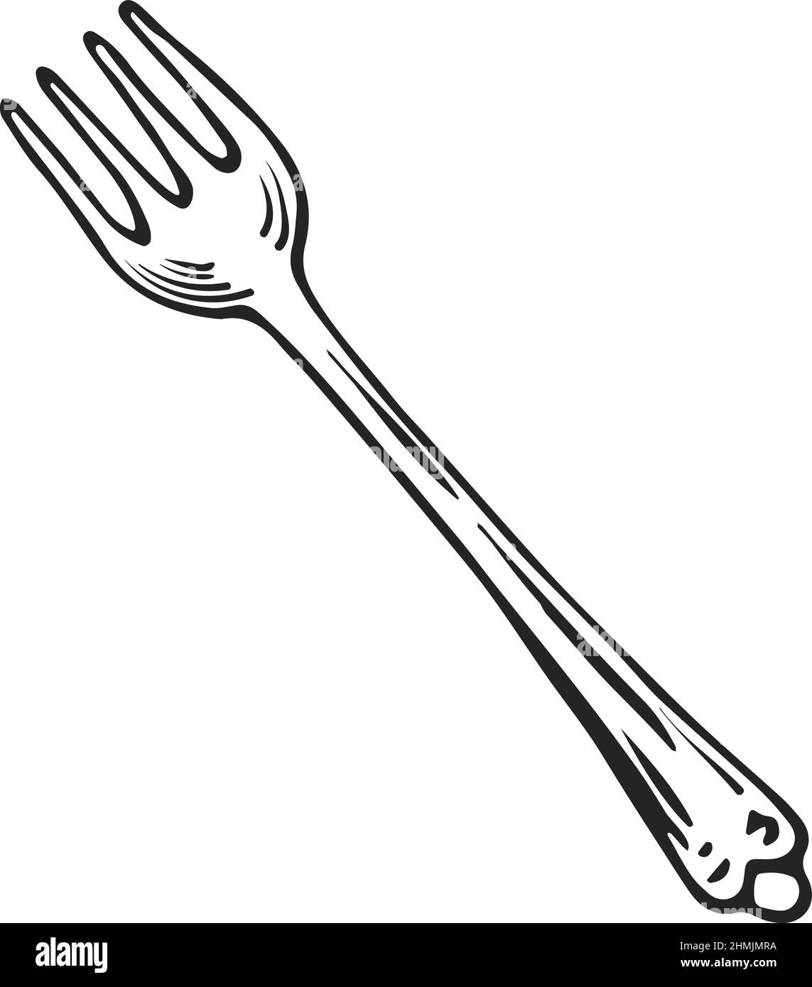 Fork sketch. Metal elegant cutlery in hand drawn style Stock Vector ...