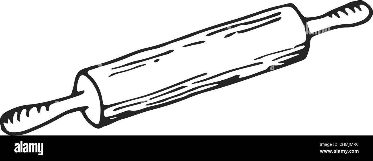 Kitchen wooden roller. Bakery rolling pin tool Stock Vector Image & Art ...