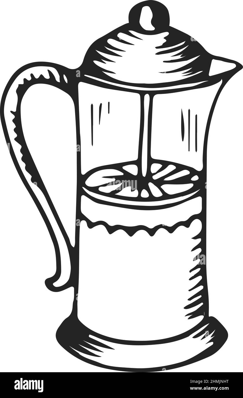 French press sketch. Simple home coffee maker Stock Vector Image & Art ...